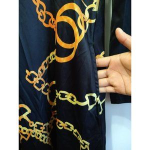 Rosewe | Dresses | Modest Black And Gold Chain Midi Dress With Pockets ...